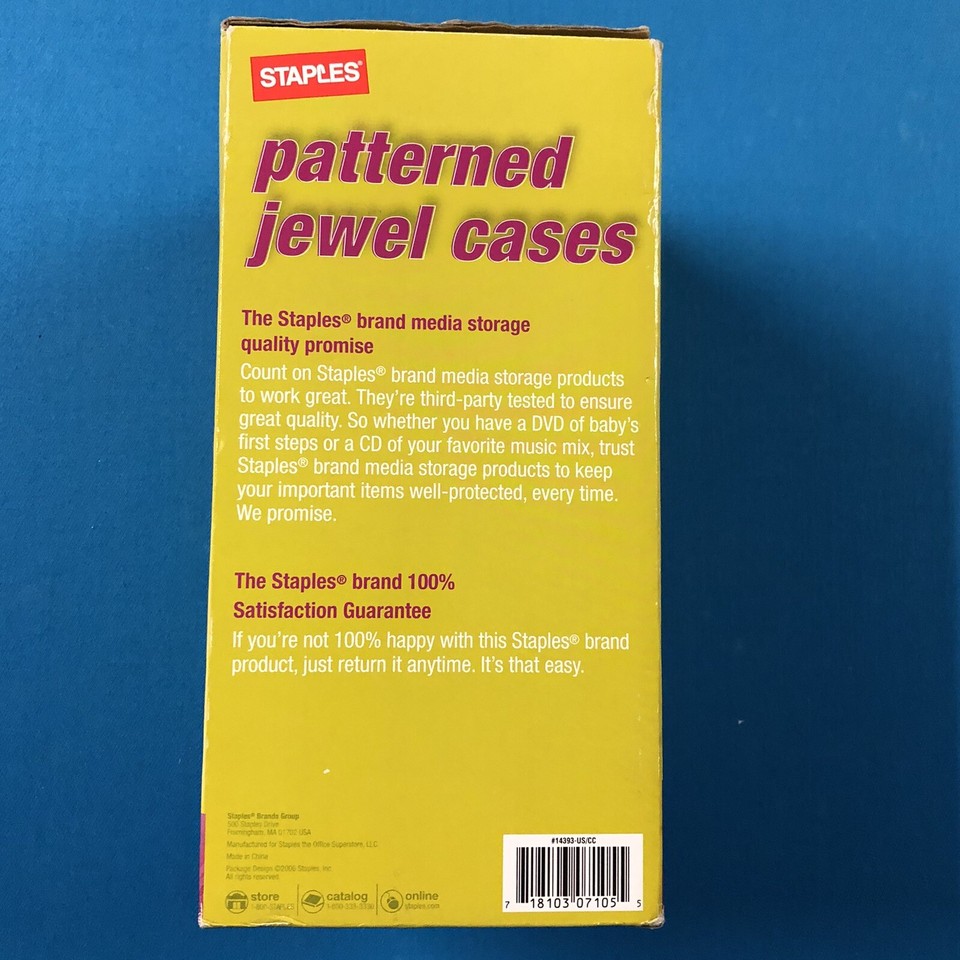 Jewel Cases For 1 CD or DVD 25 Patterned 4 Etched Designs Staples New ...