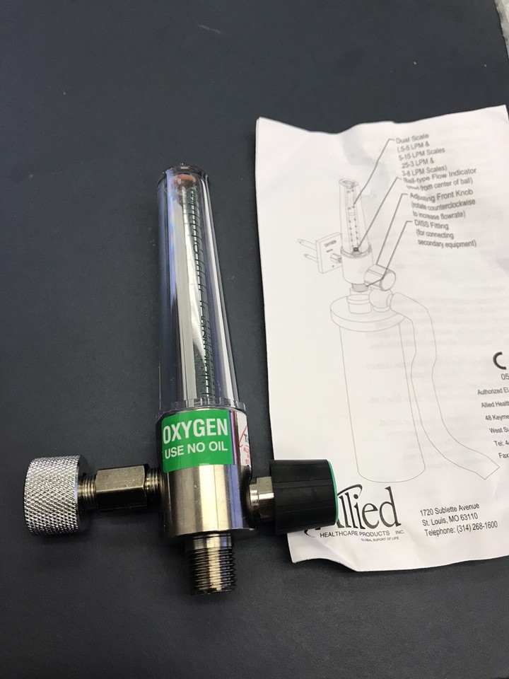 Allied Healthcare 15001-03P Oxygen Flowmeter 02 1/8 FNPT 15 LPM FREE ...