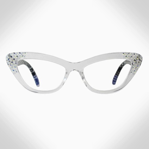 JIMMY CRYSTAL Women's Clear Readers with Swarovski Crystals Blue Light ...