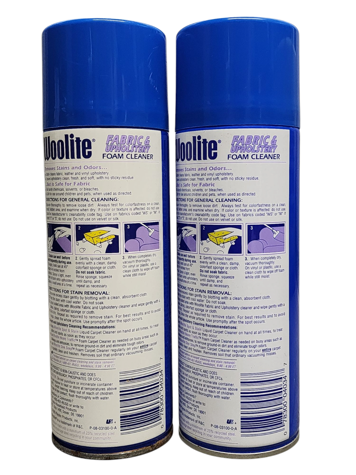 x2 Vtg Woolite Foam Cleaner Fabric & Upholstery Stain and Odor ...
