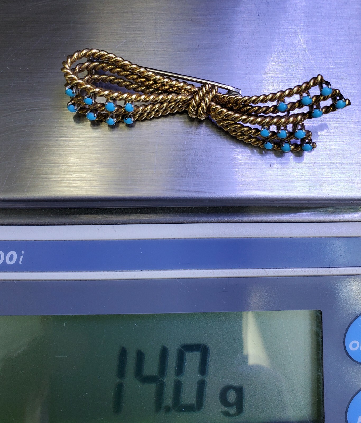 Stunning Retro 18 Karat Yellow Gold Fine Persian Turquoise Brooch/Pin ...