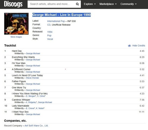 Super Rare George Michael – Live In Europe 1990! | eBay UK