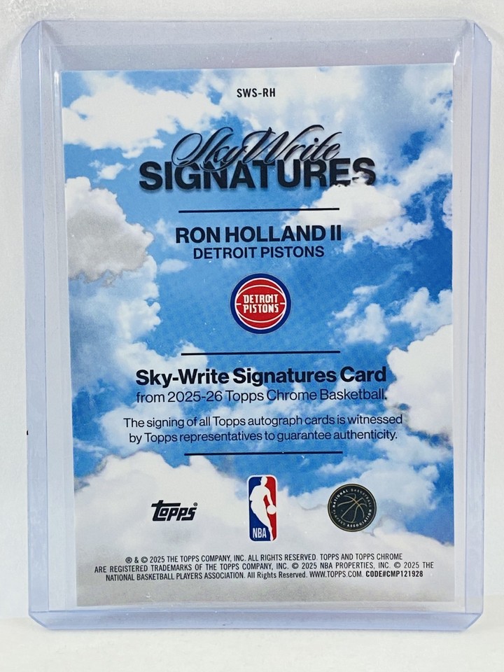 2025-26 Topps Chrome Sapphire Ron Holland SkyWrite Signatures ...