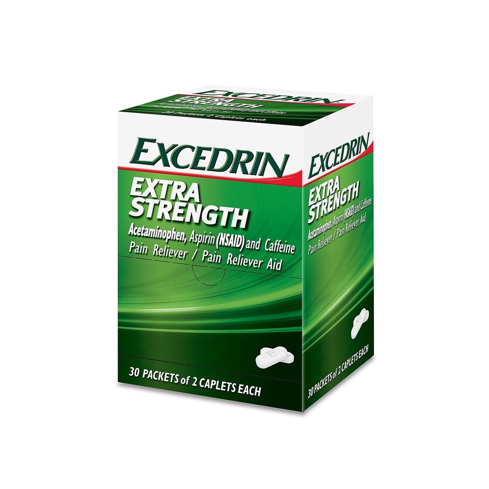 Excedrin Extra Strength 250mg Acetaminophen Caplet 2/Packet 30 Packets ...