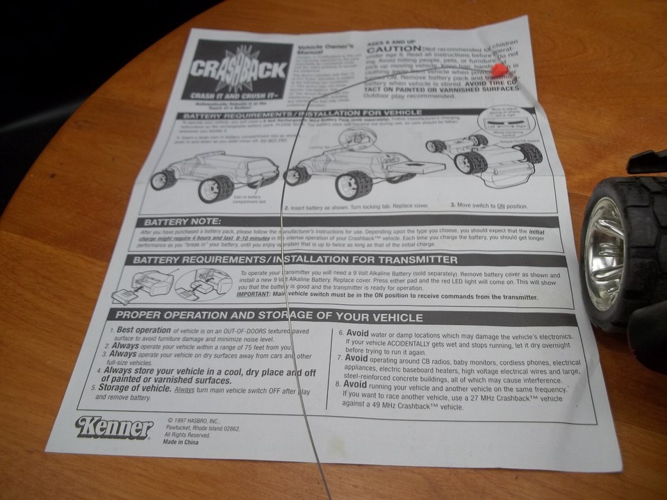 1996 Tonka Kenner XRC Crashback Red RC Truck w/ Controller Good For ...