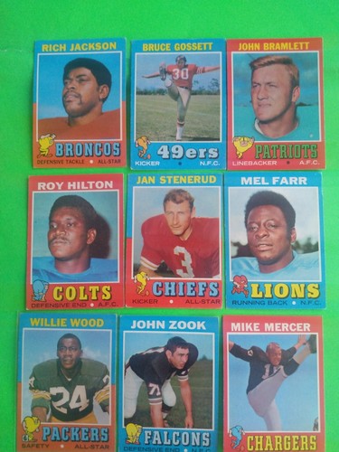 1971 Topps Football. 9 Card Lot. Original. Very Good / Excellent ...