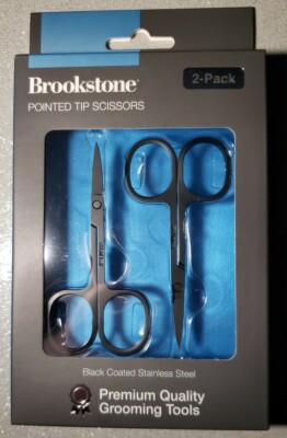 Brookstone Black Coated Anodized Stainless Steel Pointed Tip Scissors 2 ...