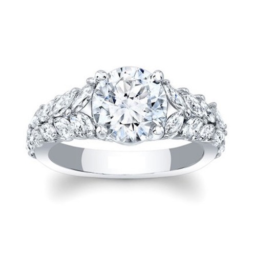 Round Cut 1.54 Ct Simulated Diamond Wedding Ring Real 14K White Gold ...
