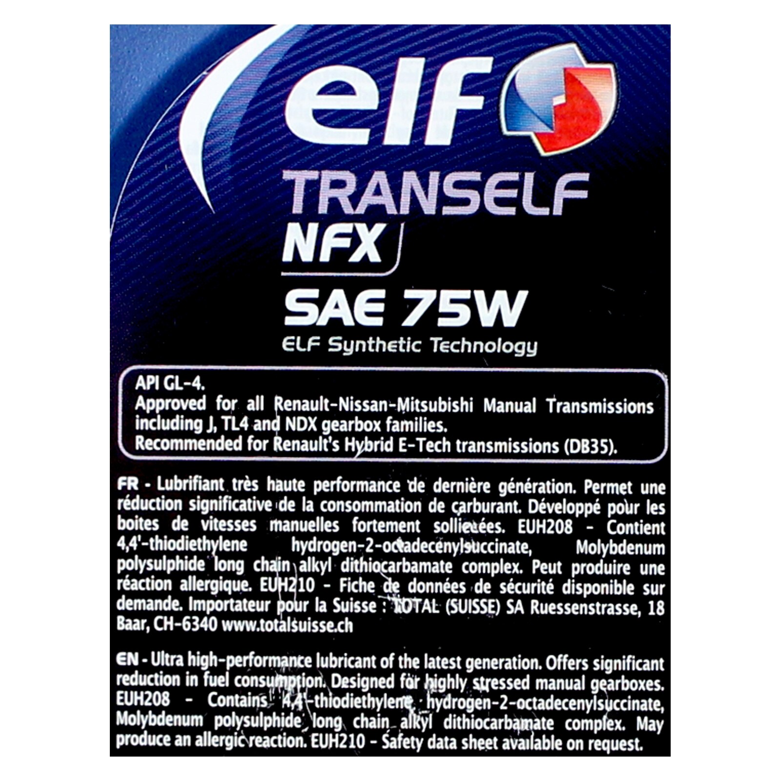 Elf Tranself NFX SAE 75W EP Synthetic Transmission Fluid - 1 Litre 1L ...