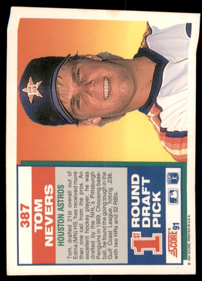 1991 SCORE TOM NEVERS RC HOUSTON ASTROS #387 | eBay