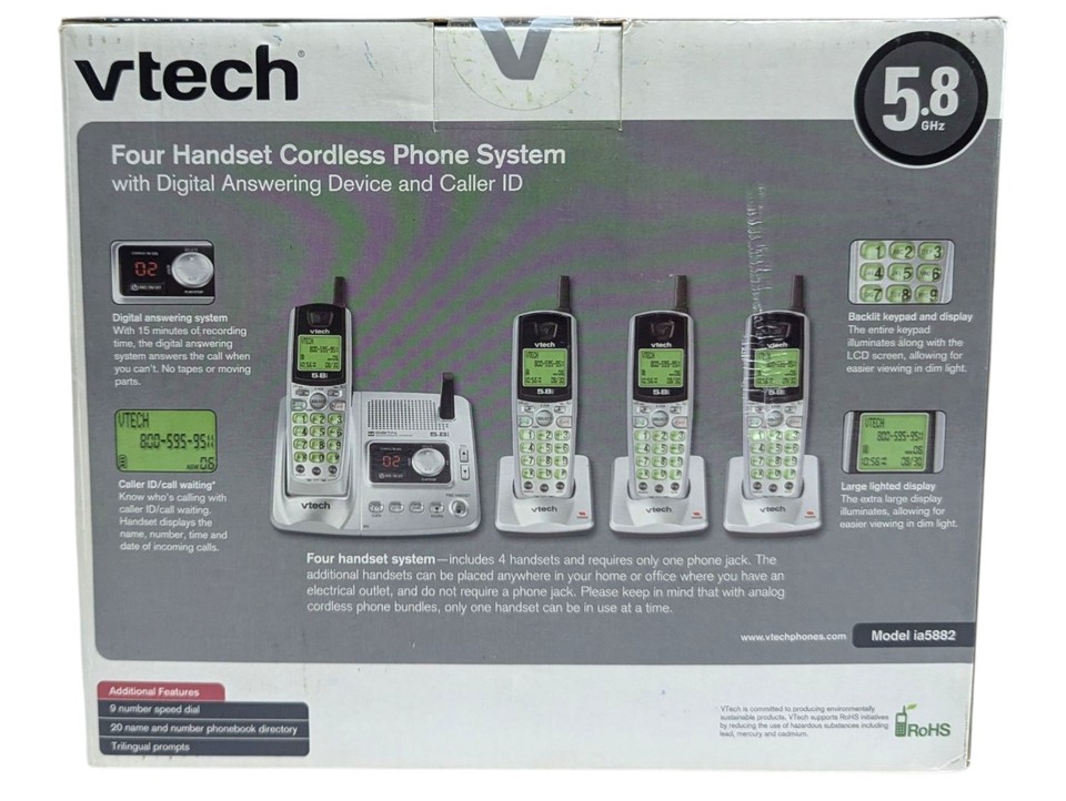 Vtech 4 Handset Cordless Phone System 5.8 GHz Model IA5882 | eBay