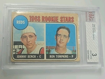 1968 TOPPS JOHNNY BENCH/RON TOMPKINS ROOKIE STARS BVG 3 🔥⚾️🏆 | eBay