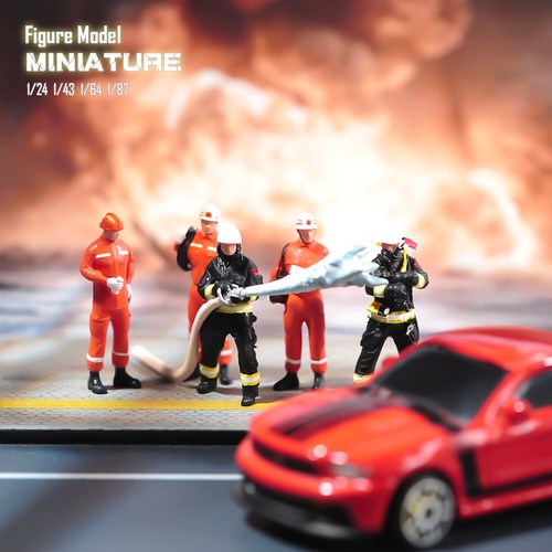 5Pcs 1/64 Miniatures Firefighter Rescue Scene Props Figures Fit Car ...