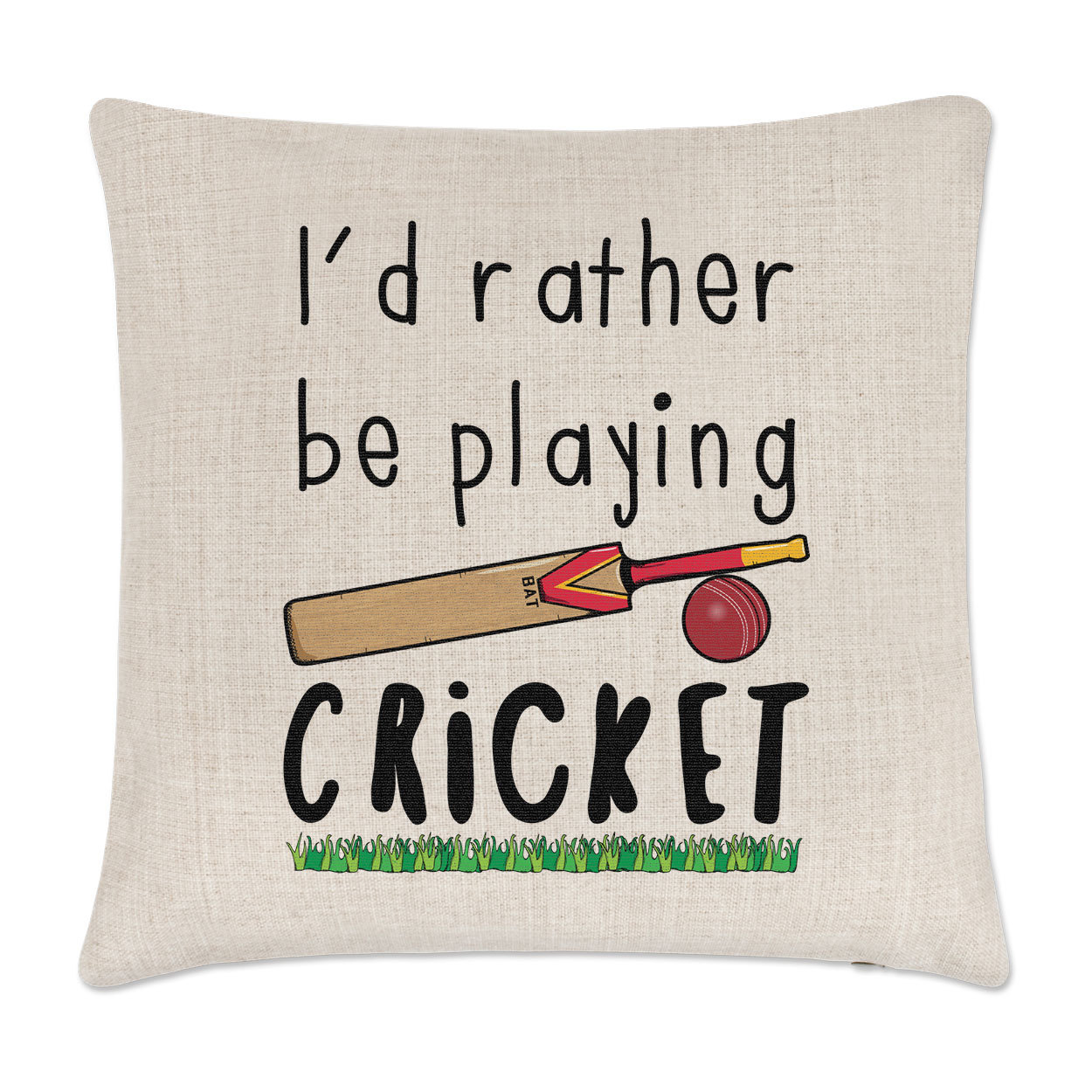 I'd Rather Be Playing Cricket Linen Cushion Cover Pillow - Funny Sport ...