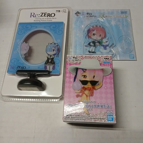 Re:Zero Anime Lot Ram Chibi Kyun-Chara Figure Acrylic Stand Rem & Ram ...