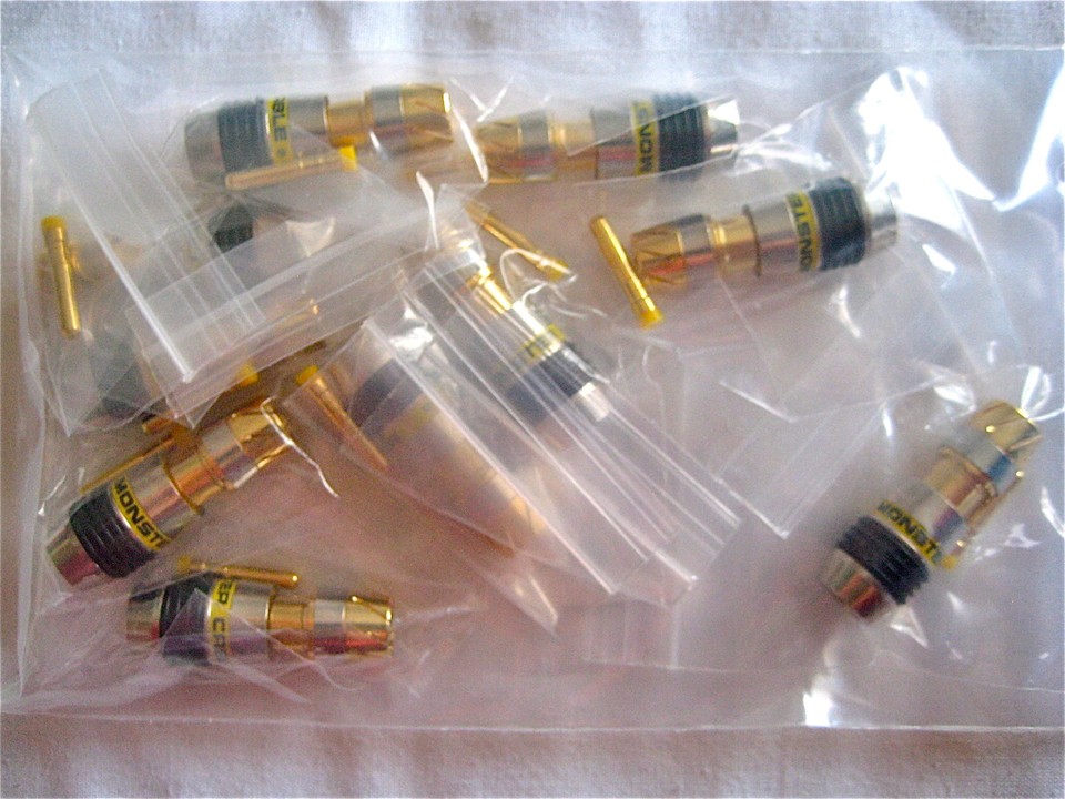 🎁 Monster Cable QuickLock M500 10-pc 🆕 Yellow RCA Compression Connector ...