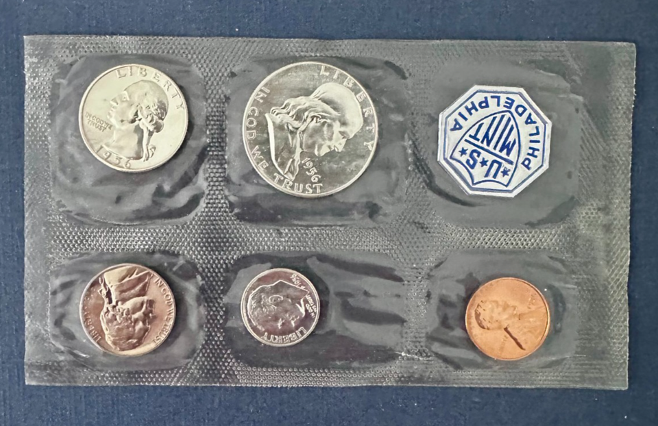 1956 US Mint Proof Coin Set - 5 Coins - Gem Proof in Original Packaging ...