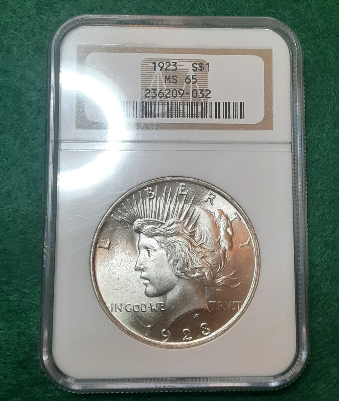 1923 Peace Silver Dollar $1 NGC MS65 OLDER SLAB REALLY NICE EXAMPLE ...