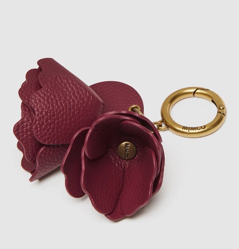 MIMCO Enfold Burgundy Flower Leather Key Ring Bag Accessory Mimco ...