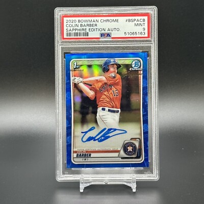 2020 Bowman Sapphire Colin Barber 1st Chrome Auto PSA 9 RARE - Astros ...