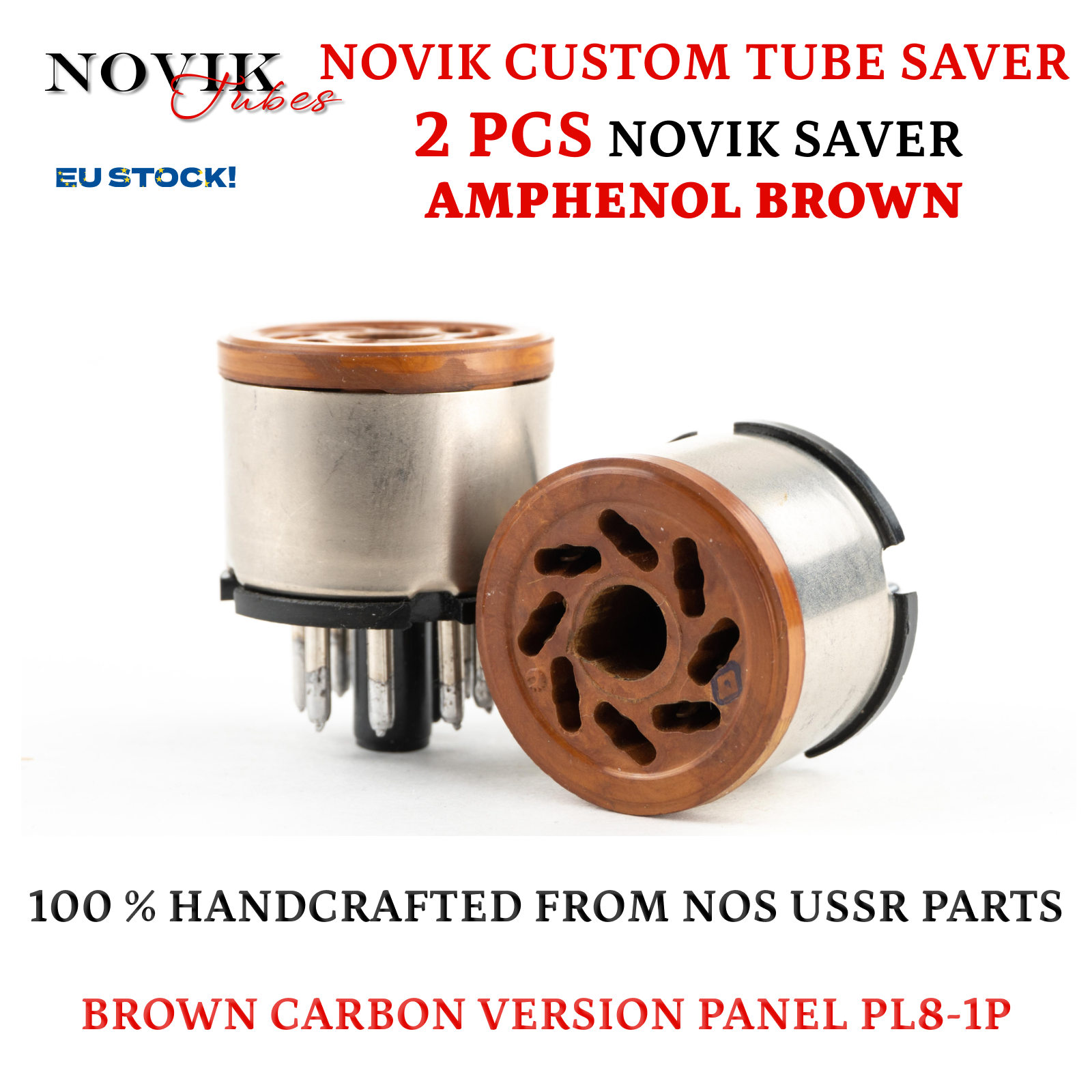 Novik Octal 8 Pin Tube Socket Saver Brown AMPHENOL Fo 6L6 6V6 6SN7 EL34 ...