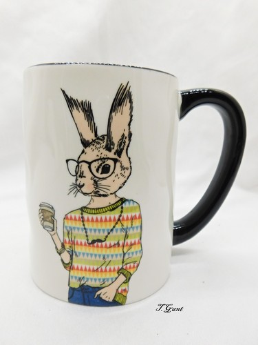 Signature Housewares Stoneware Hipster Rabbit Coffee Cup Mug Cool Dude ...