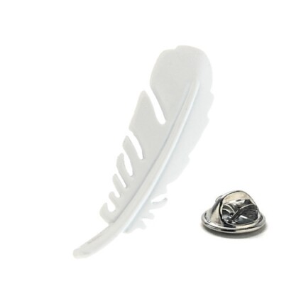 White Feather Pin Writing Quill Pin Feather Lapel Pin Flight Feather ...