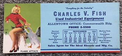 Vintage November 1944 Zoe Mozert “Flank Attack” Pin-Up Blotter Charles ...