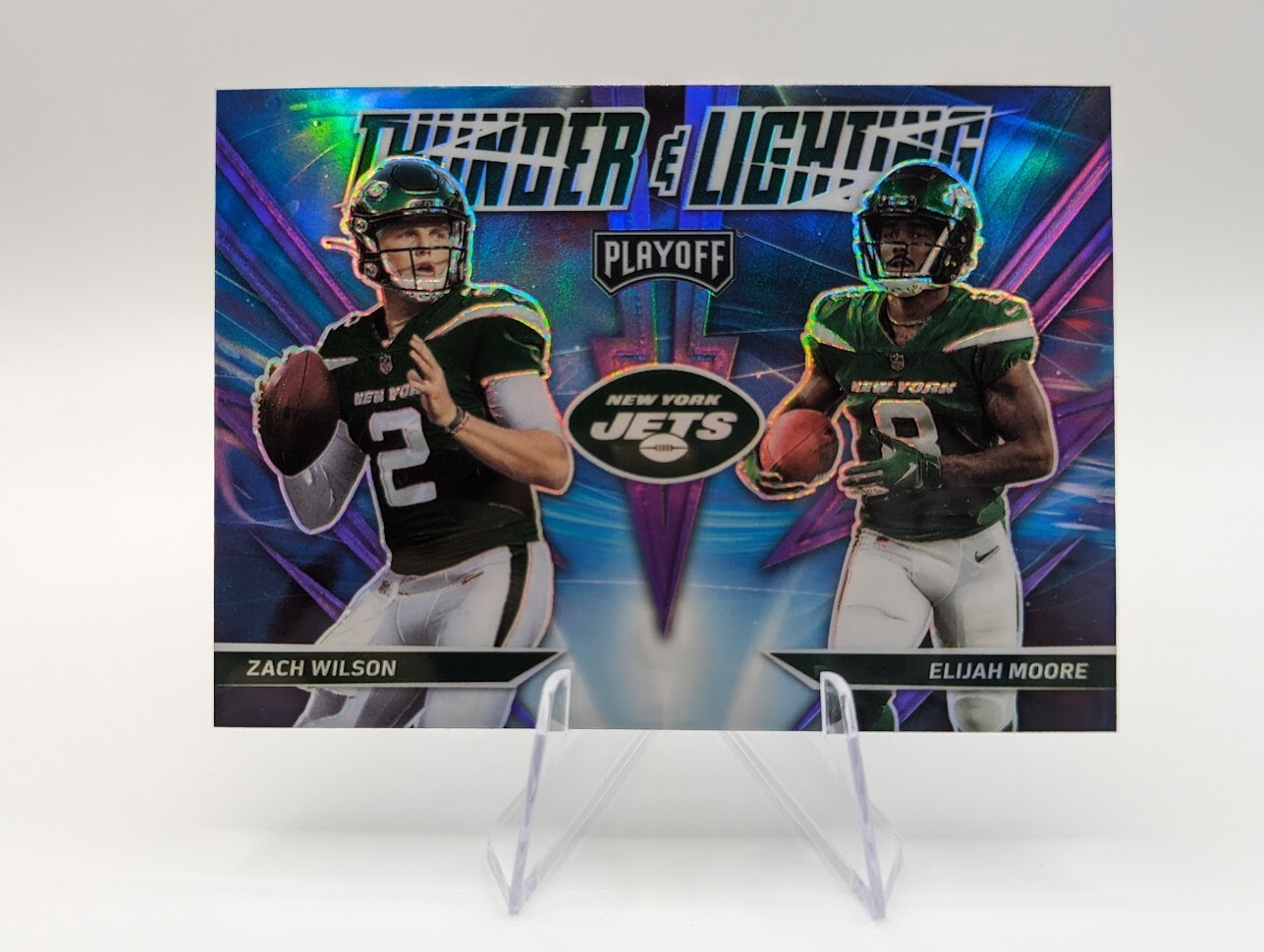 Zach Wilson Elijah Moore 2021 Playoff Thunder & Lighting Purple Prizm # ...