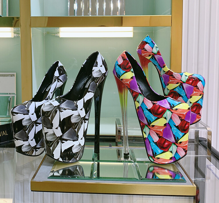 Glamous Colorful 22 cm Super High Pumps Drag Queen Heels Platform Trans ...