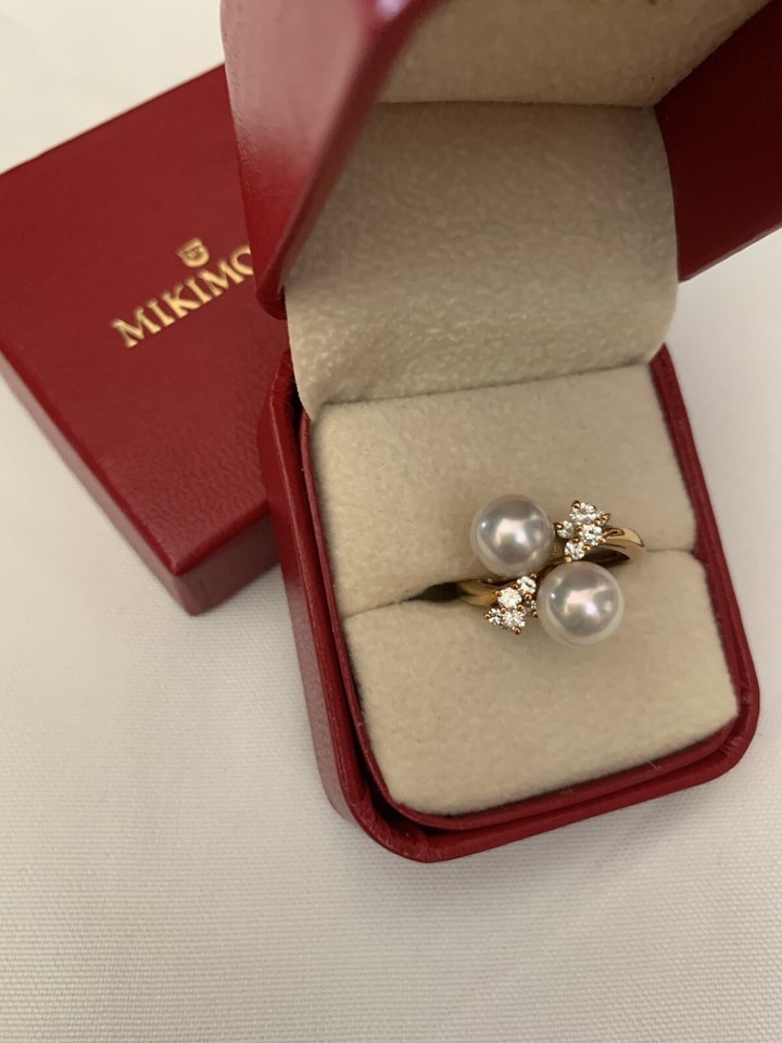 Mikimoto 18k pearl and diamond ring. Free FedEx Shipping | eBay