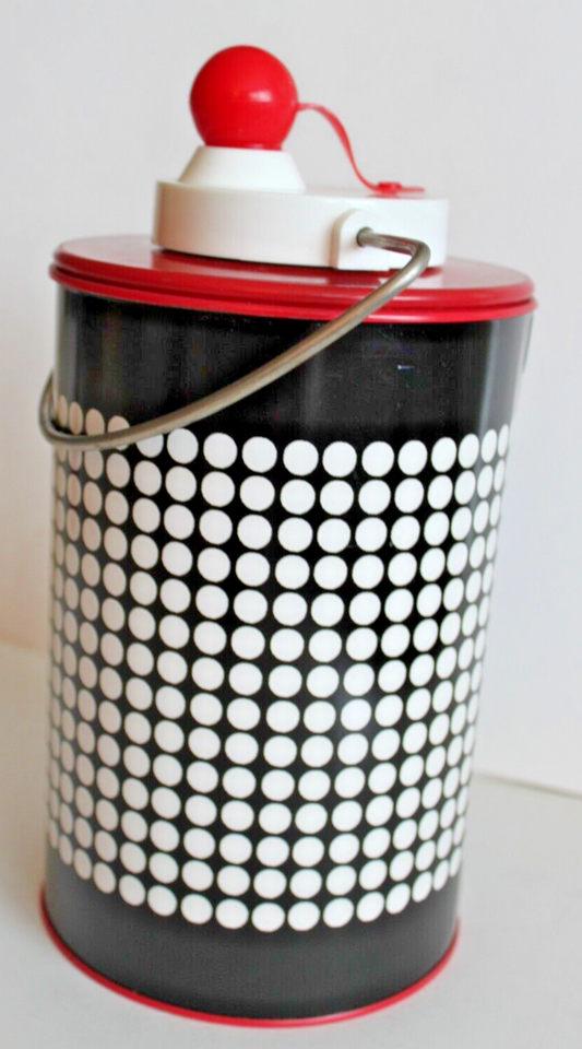 NEW Vtg Jolly Jug by Petra Cabot Designs Black w/White Dots Glass Liner ...