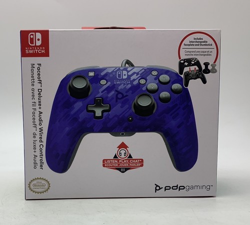PDP Gaming Nintendo Switch Faceoff Deluxe Audio Wired Controller - Blue ...
