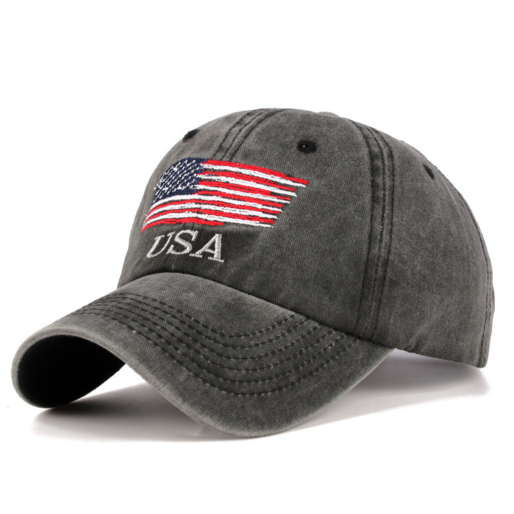 Embroidered USA Flag Hat Washed American Flag Baseball Cap Men Women ...