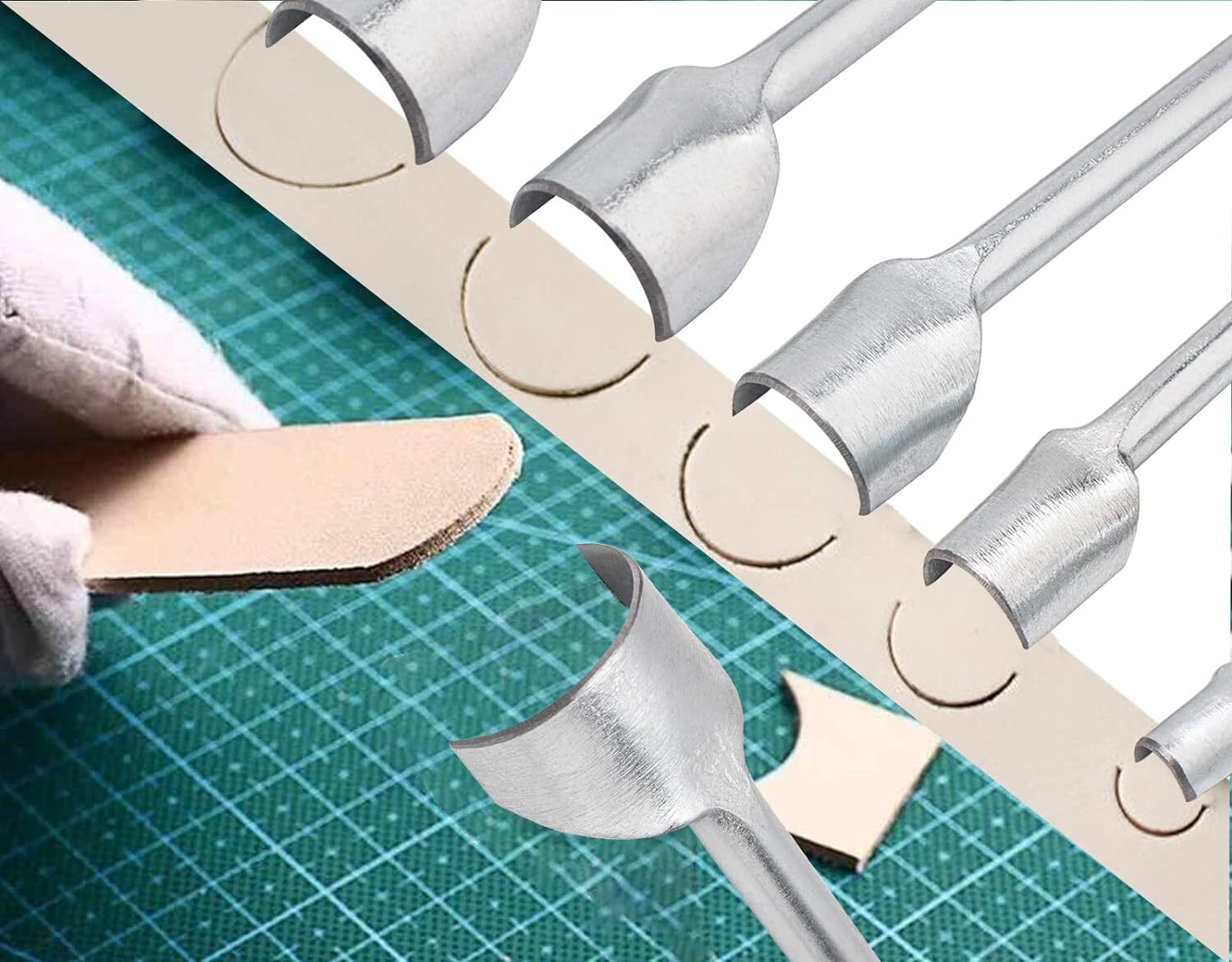 7Pcs Arc-Shaped Punch Leather Craft Half-Round Cutter Punch for Strap ...