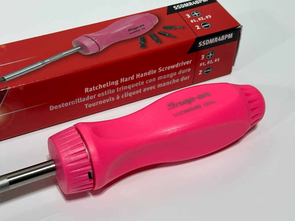 NEW Snap-On Tools USA PINK Hard Handle Ratcheting Screwdriver w/ Bits ...