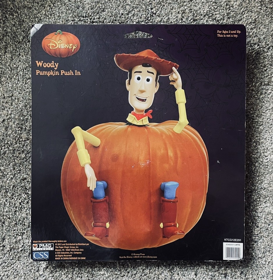 NEW 2012 Disney Pixar Toy Story Woody Pumpkin Push In Halloween Decor ...