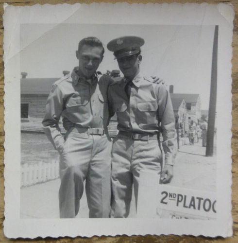 Two Military Men Arm in Arm on Base one Without Hat Korea War VTG Photo ...