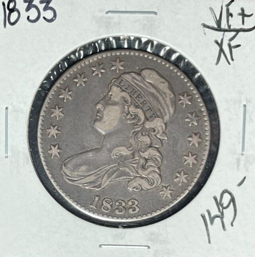 1833 CAPPED BUST SILVER HALF DOLLAR~ VF+/XF ~NICE COIN~ | eBay