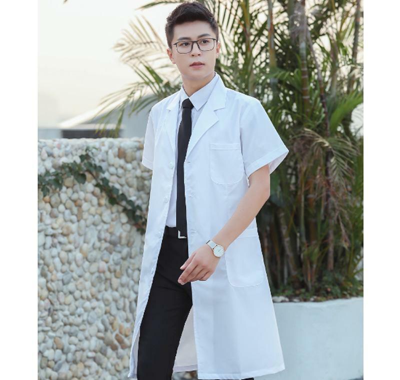 Doctor Work Clothes Men White Coat Medical Lab Uniform Scientist Jacket ...