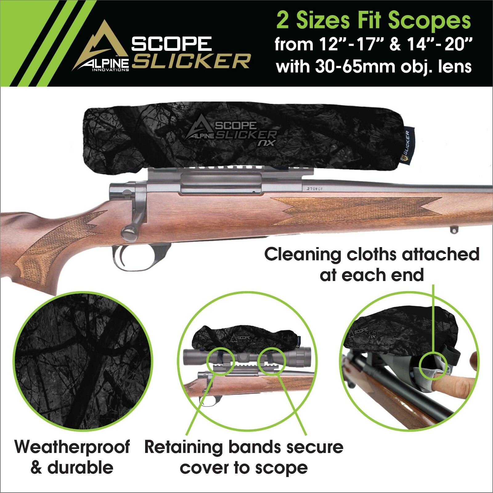 NX Scope Slicker Waterproof, Neoprene Rifle Scope Cover Scope ...