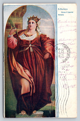 Postmark 1906 Antique Postcard Artist Palma Vecchio Saint Barbara ...
