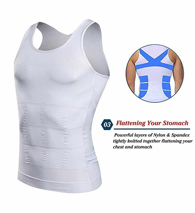 Mens Slimming Body Shaper Underwear Corset Compression Vest Singlet Dad ...