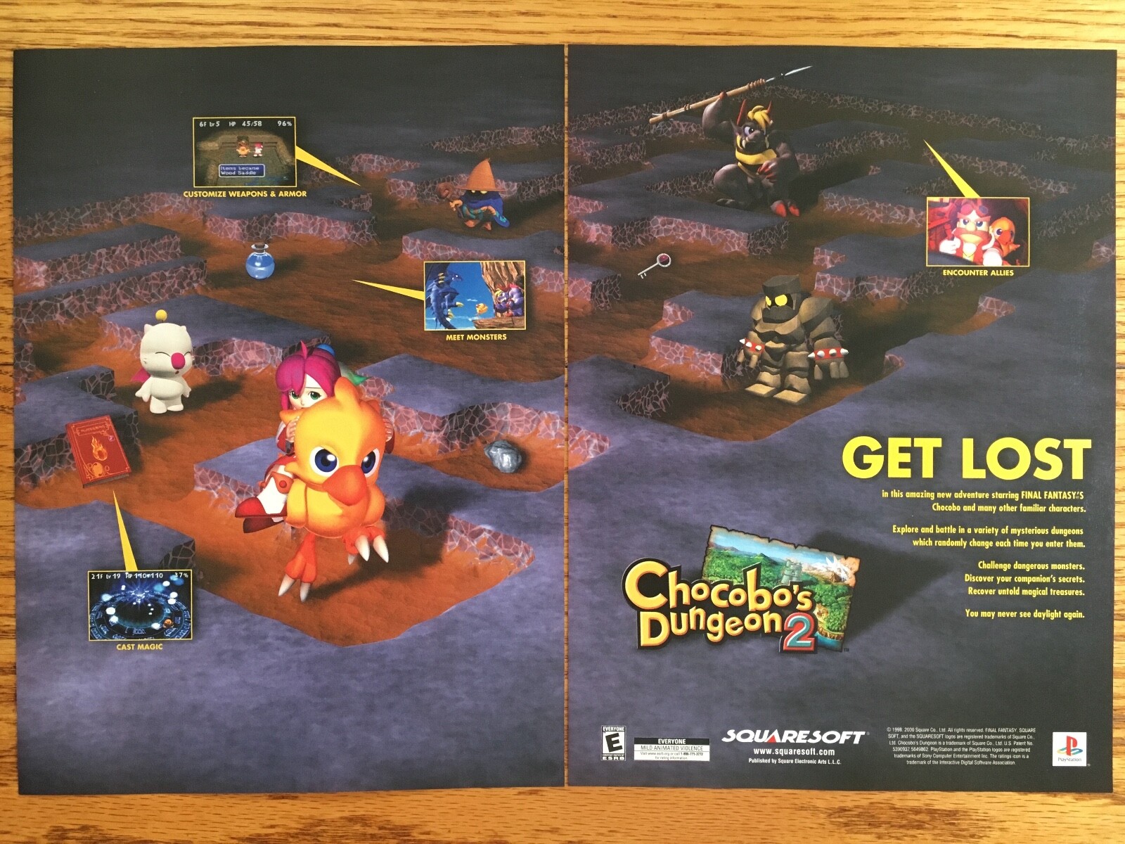 Chocobo's Dungeon 2 PS1 PSX 1999 Vintage Video Game Poster Ad Art Final ...