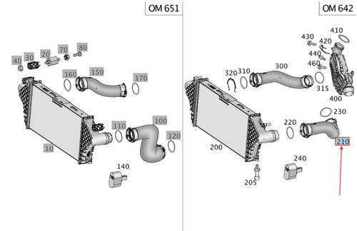 NEW MERCEDES-BENZ ML W166 INTERCOOLER HOSE PIPE TUBE A166528008228 ...