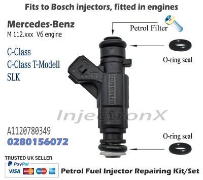 Fuel Injector Service Kit O-Ring 0280156072 Mercedes-Benz C-Class SLK ...