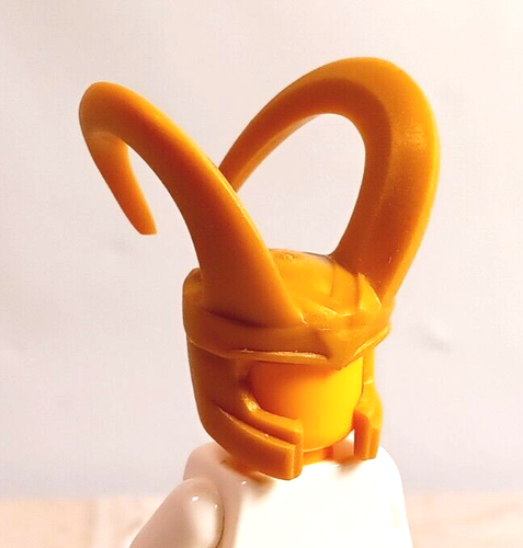 New LEGO LOKI Helmet Curved Horned Hat Goat RAM Gold Tall Horns Marvel ...