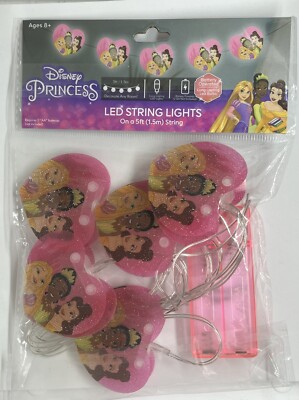 SEALED NEW Disney Princesses LED 5ft String Lights Double Sided Battery ...