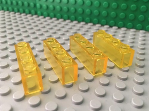 LEGO 4x Lot of Trans-Yellow Brick 1 x 4 Classic Space 487 493 928 493 ...