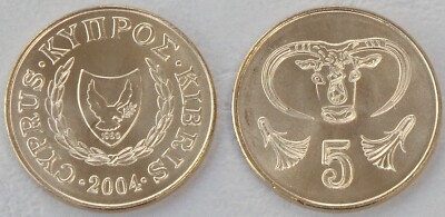Cipro/Cyprus 5 Cent Moneta IN Corso 2004 Toro Km#55.3 non circolato | eBay